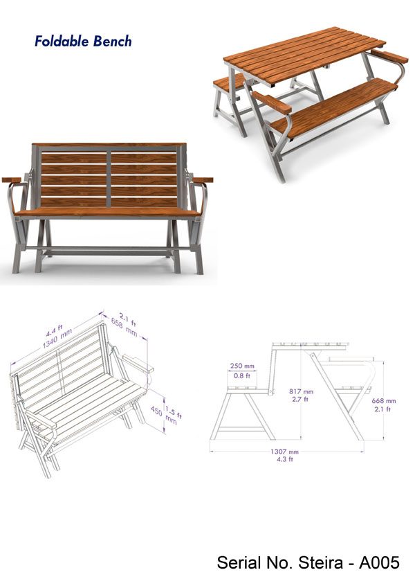 2 in 1 Foldable Bench - Sthira Technovations